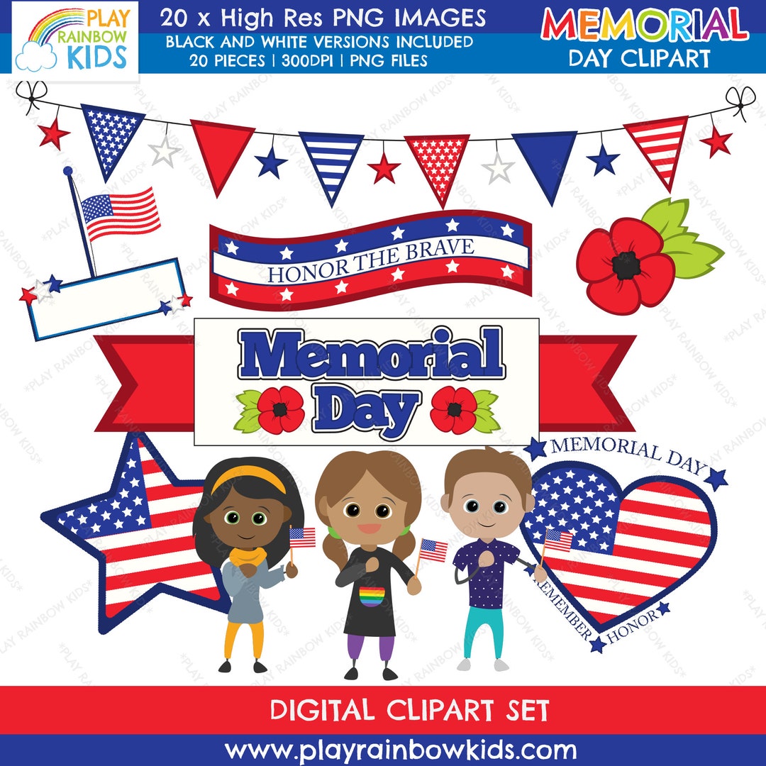 Memorial Day Clipart for Scrapbooking, Classroom Resources, Cards, and ...