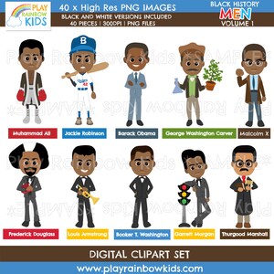 Black History Month Clipart, Men, Malcolm X, Barack Obama, Thurgood ...
