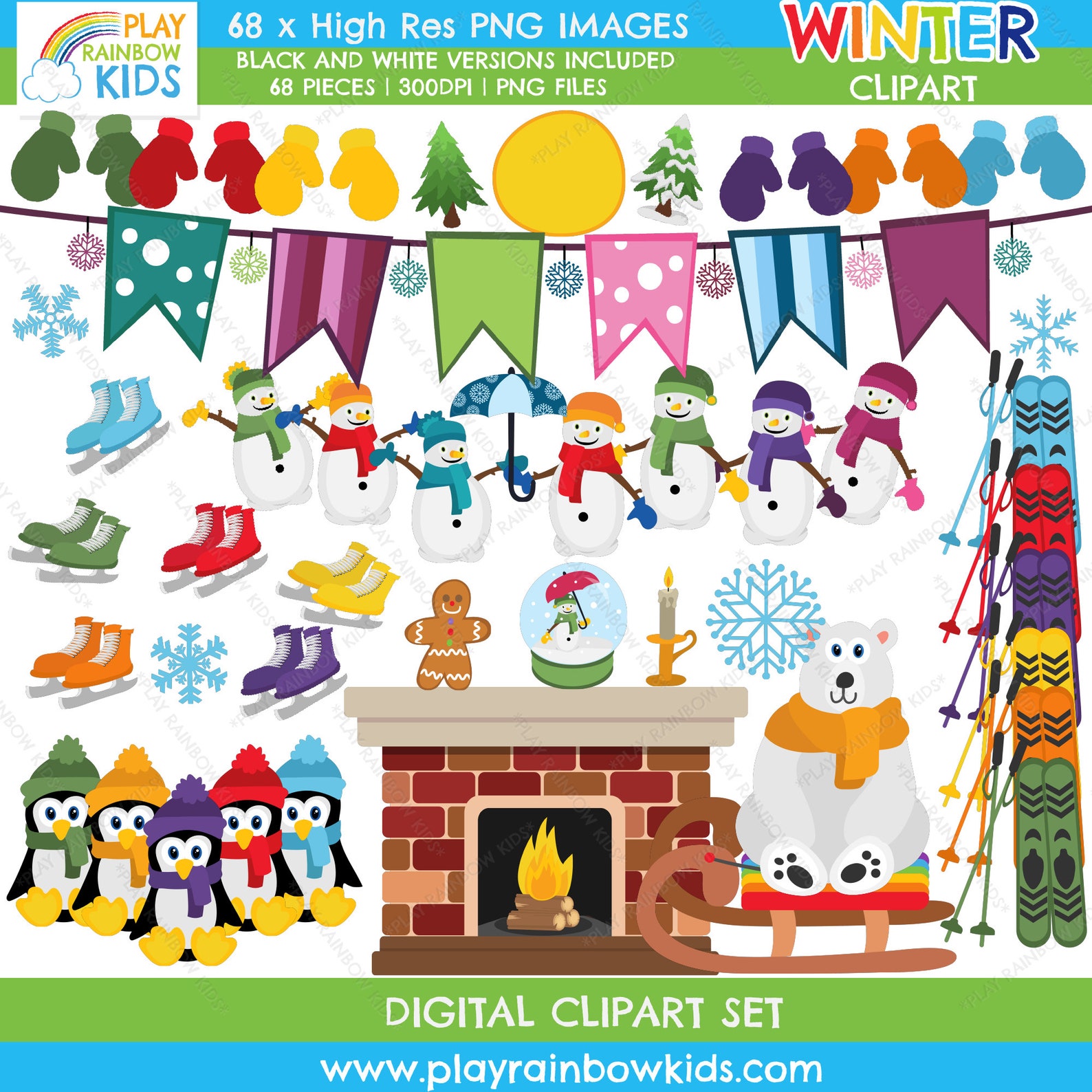Clipart Bundle, Four Seasons Clipart, Spring, Summer, Winter, Fall ...