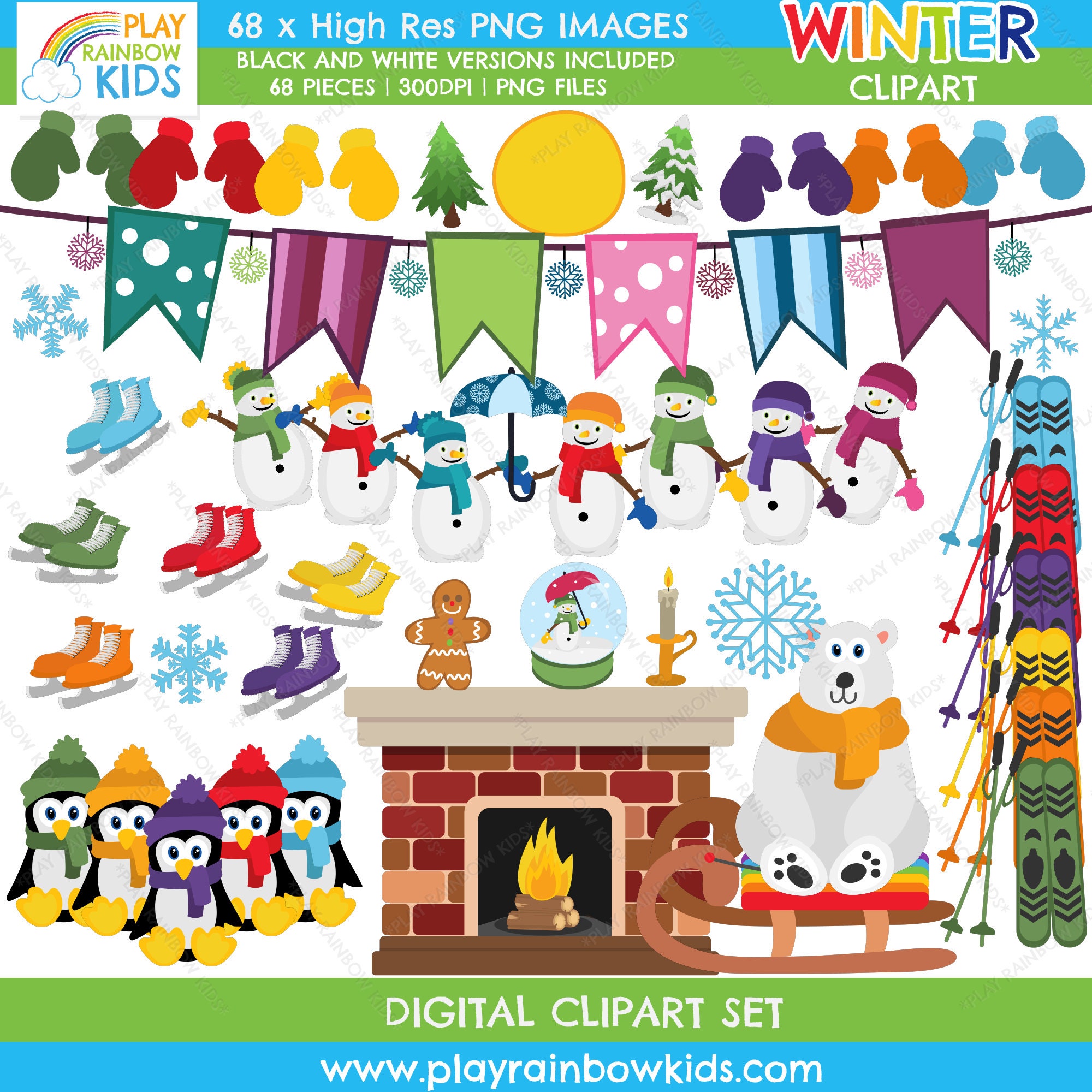 Clipart Bundle, Four Seasons Clipart, Spring, Summer, Winter, Fall ...