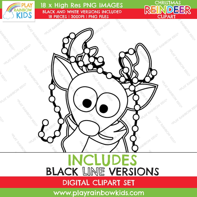 Reindeer Clipart Christmas Clipart Rudolph Red Nosed - Etsy