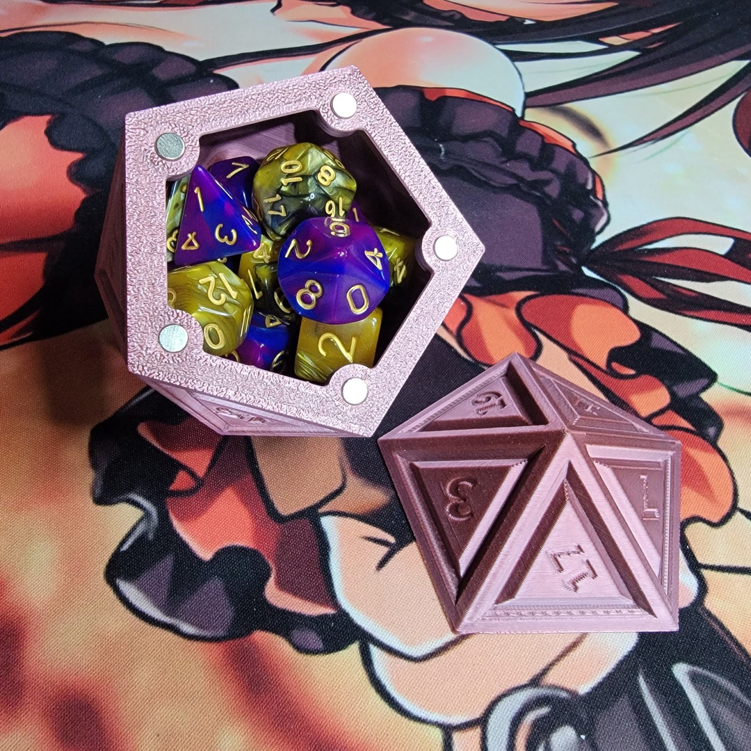 D20 Magnetic Dice Box Storage 3d Printed Polyhedral Tabletop Gaming RPG ...