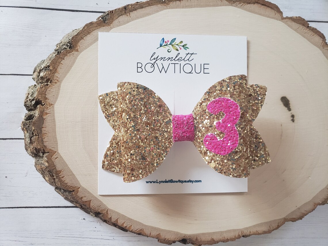 Personalized Hair Bow Gold & Pale Pink Glitter Bows Girls - Etsy