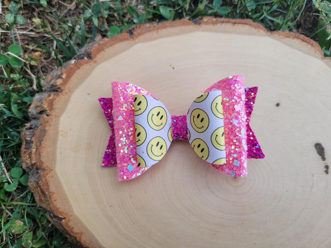 Smiley Face Hair Bow, School Hair Bow, Happy Face Hair Bow, Cute Hair ...