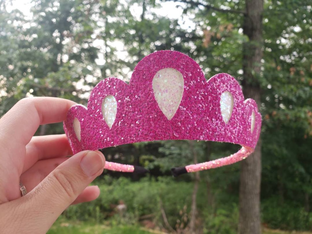 Pink Glitter Tiara, Pink Glitter Princess Crown, Girls Tiara, Girl's ...