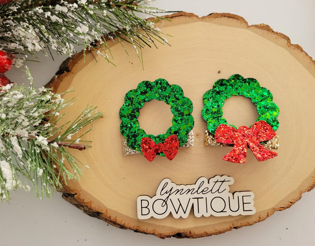 Christmas Wreath Hair Clip, Wreath Hair Clip, Christmas Themed Hair ...