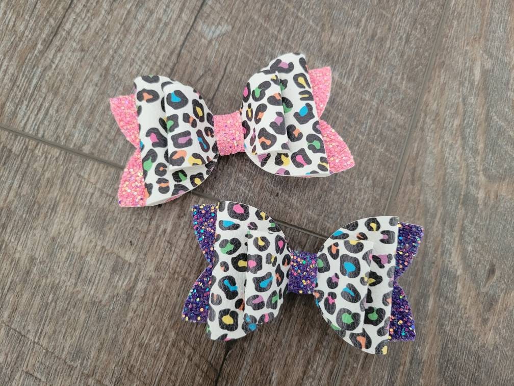 Rainbow Cheetah Bow Cheetah Print Hair Bow Summer Hair Bow - Etsy