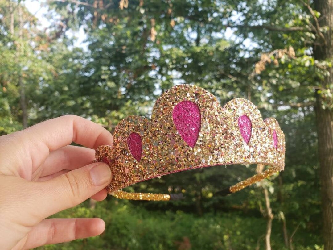 Princess Crown, Princess Tiara, Gold Glitter Tiara, Pagent Hair Piece ...
