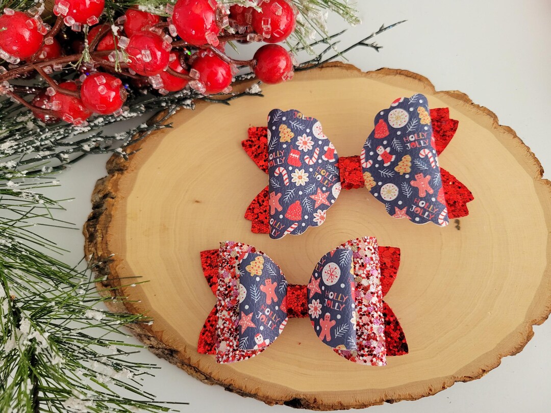 Christmas Hair Bow, Gingerbread Hair Bow, Holly Jolly Hair Bow, Cute ...