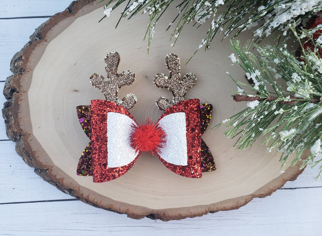 Reindeer Antlers Hair Bow, Reindeer Antlers Hair Clip, You Choose ...