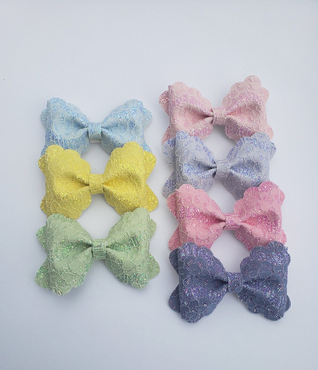 Spring Glitter Lace Hair Bows, Easter Hair Bows, Pink Lace Hair Bows ...