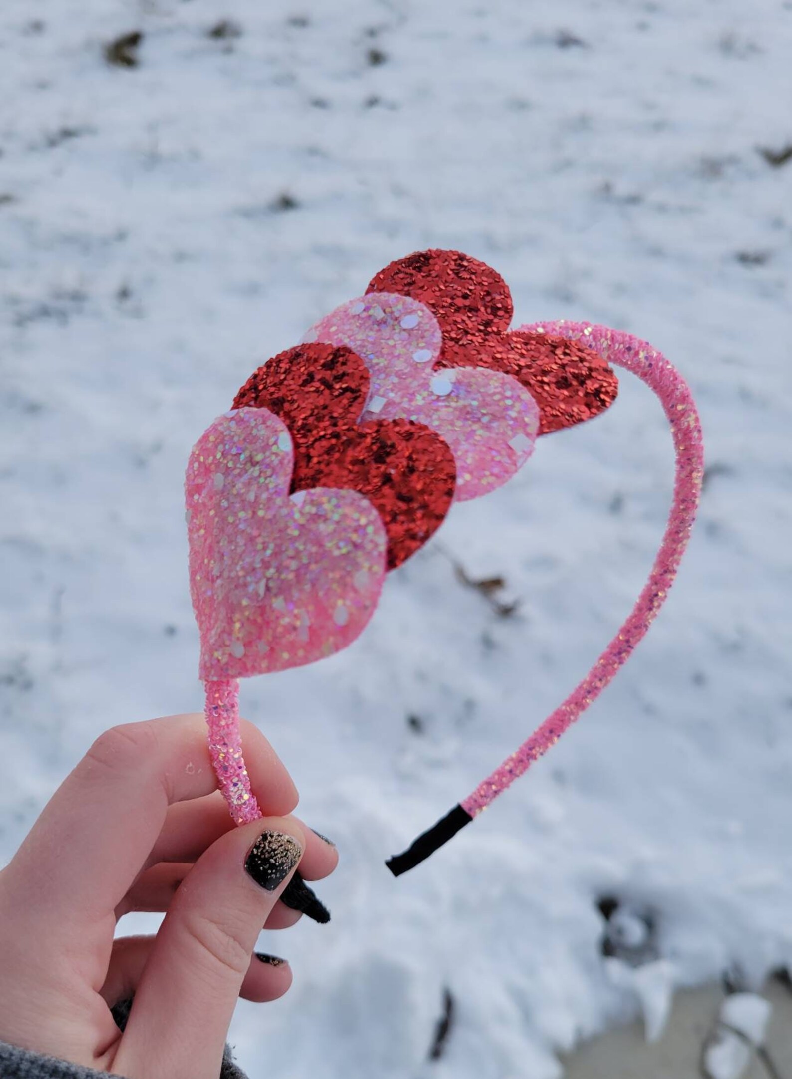 Valentines Day Headband, Glitter Headband, Girls Valentine's Day Heart ...