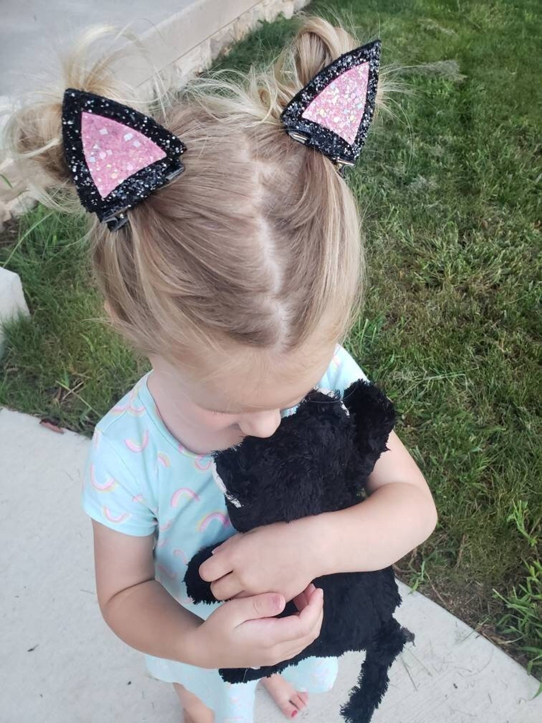 Set of Cat Ear Hair Clips, Black Cat Hair Clips, Cat Ears Hair Bows ...