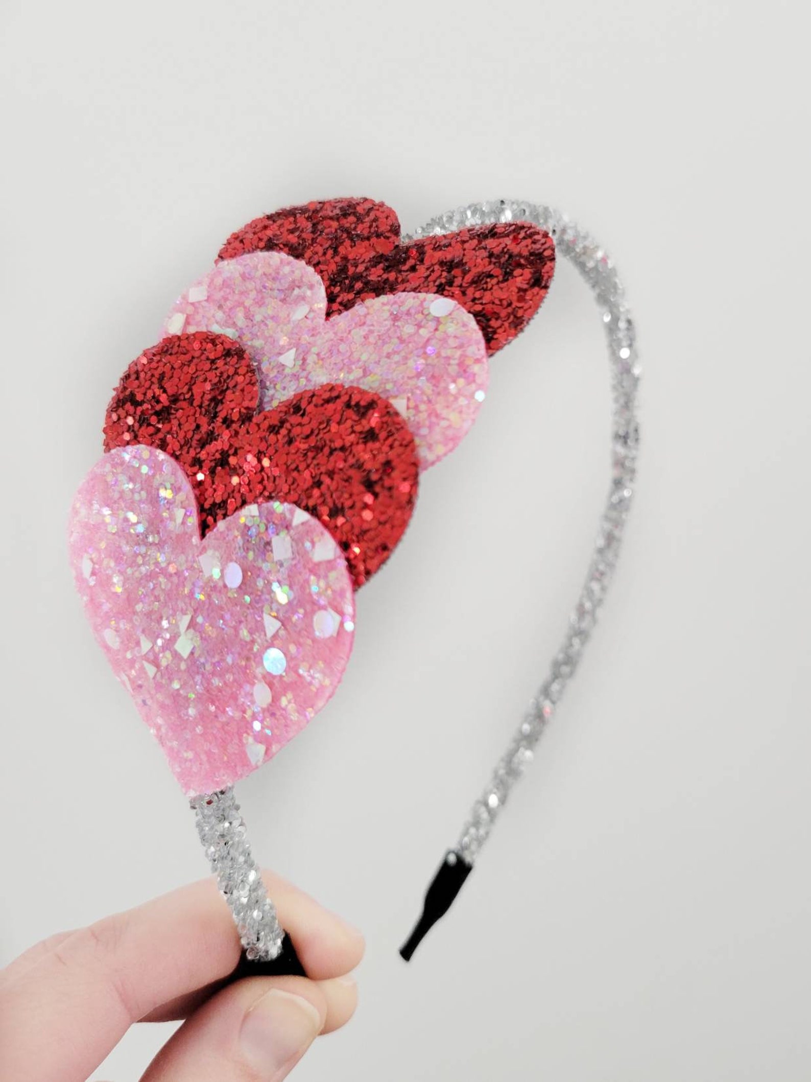 Valentines Day Headband, Glitter Headband, Girls Valentine's Day Heart ...