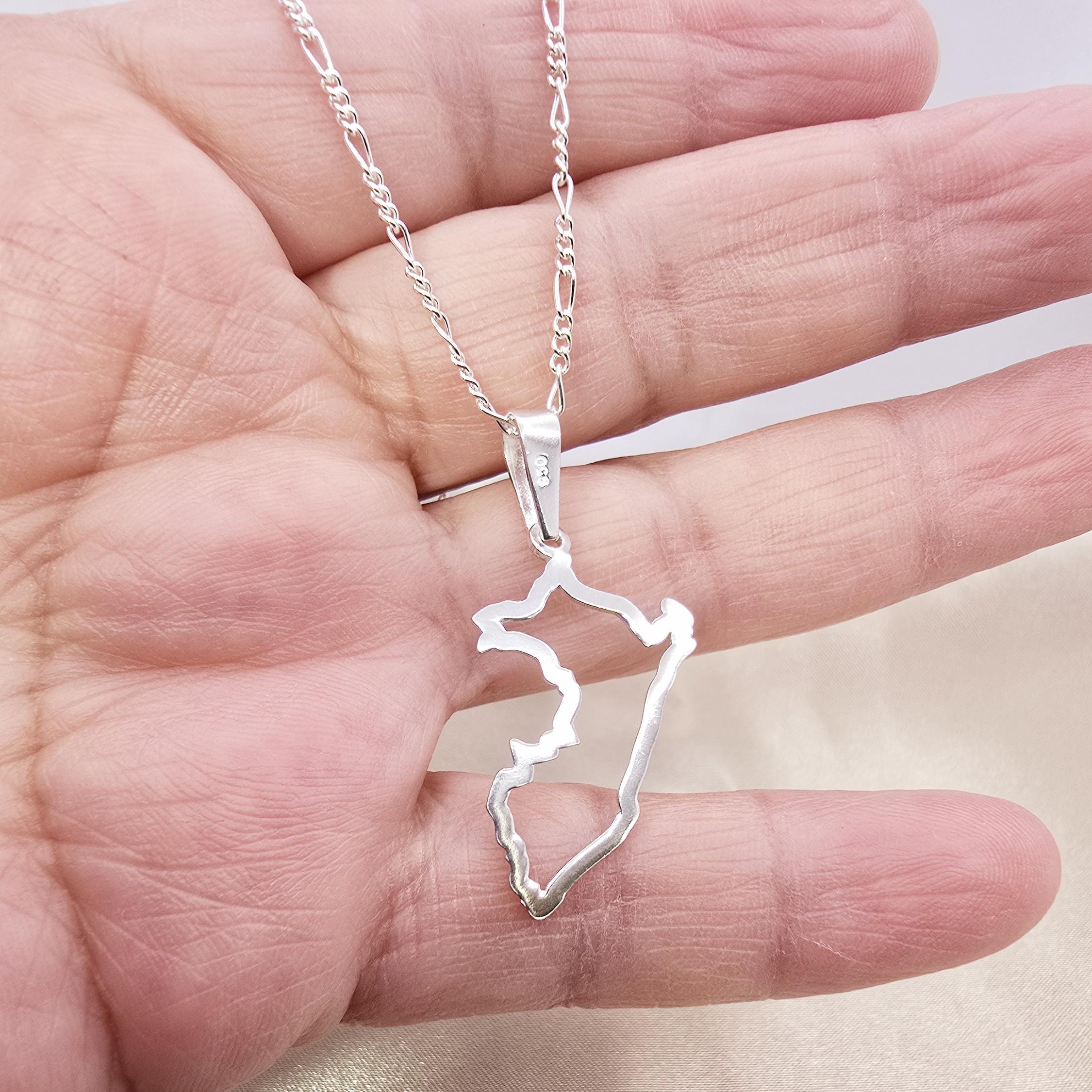 Handcrafted .950 Silver Peru Map Pendant Necklace - Etsy