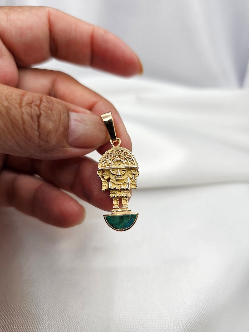 18k Solid Gold Pendants, Peruvian Jewelry, Healing God, Inca Pendant ...