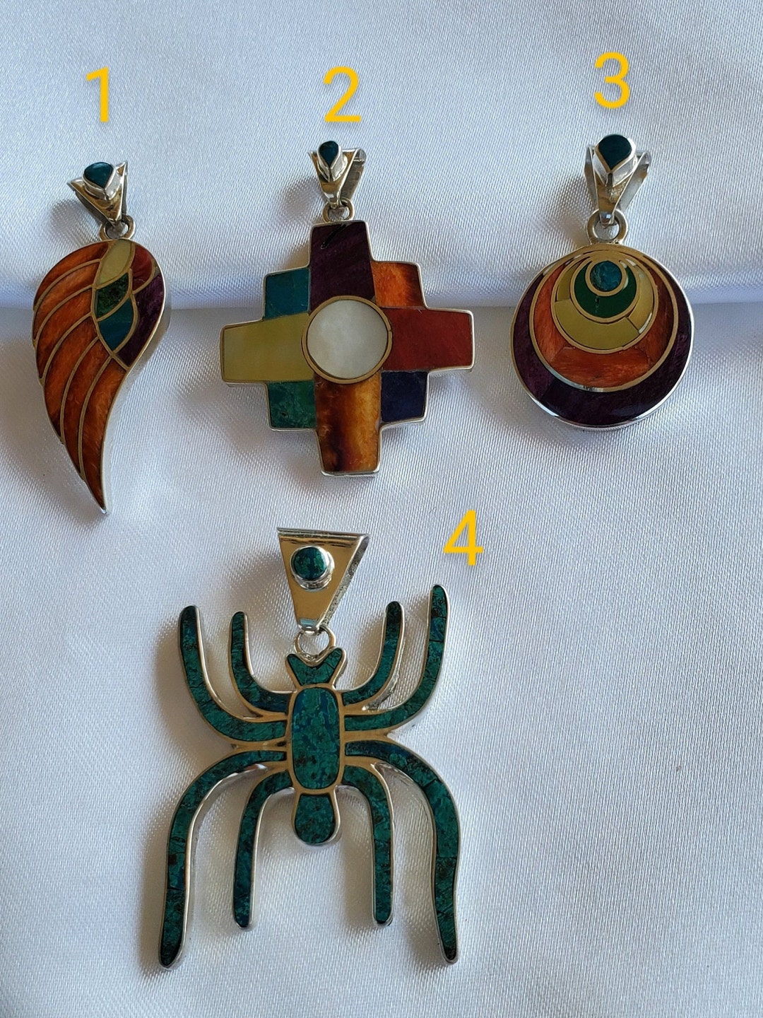 Inca Cross, Angel Wing, Pachamama, Spider Silver.950 Pendants, Semi ...