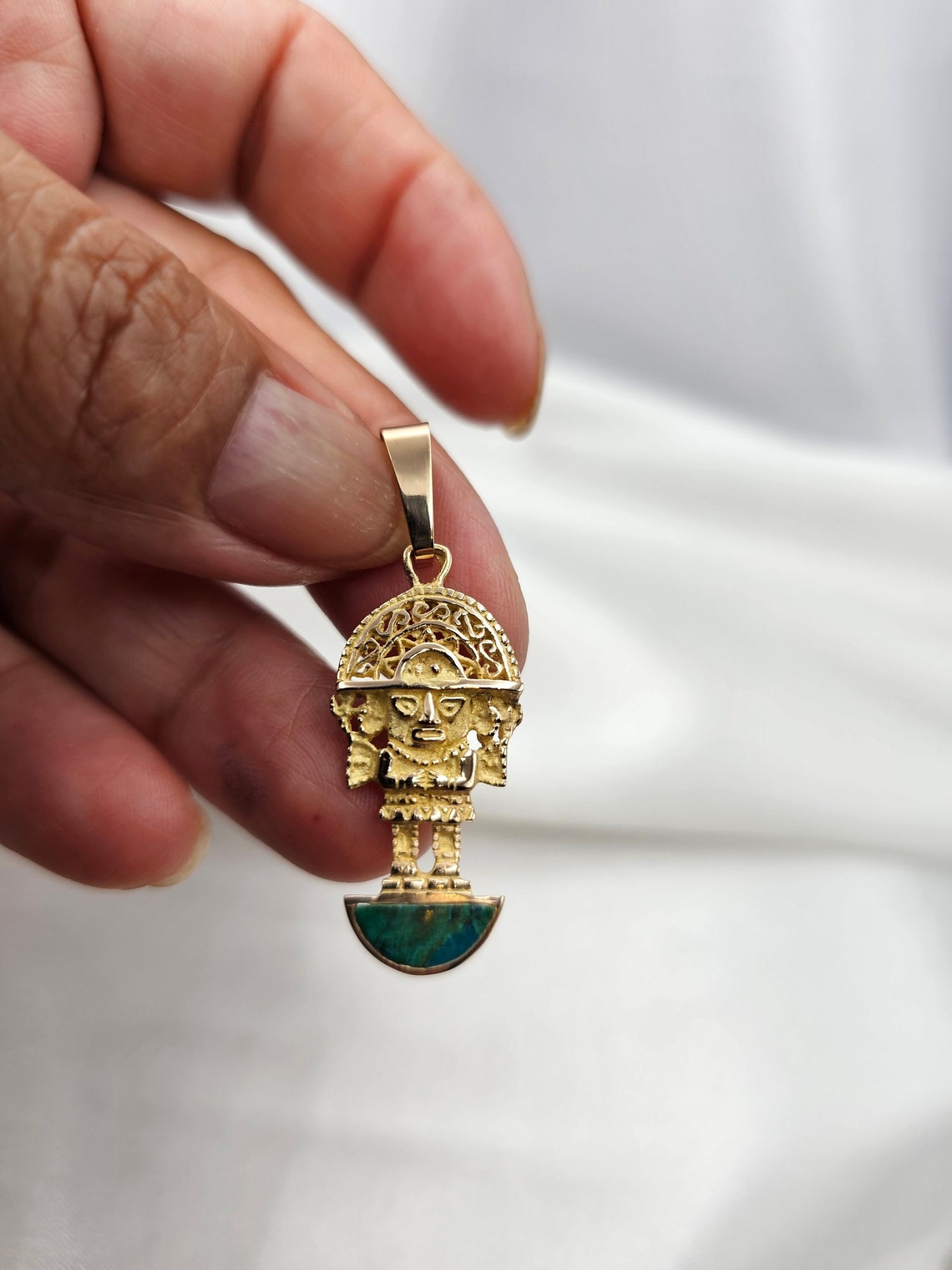 18k Solid Gold Pendants Peruvian Jewelry Healing God Inca - Etsy