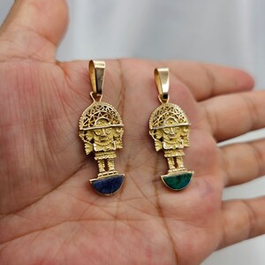 18k Solid Gold Pendants, Peruvian Jewelry, Healing God, Inca Pendant ...