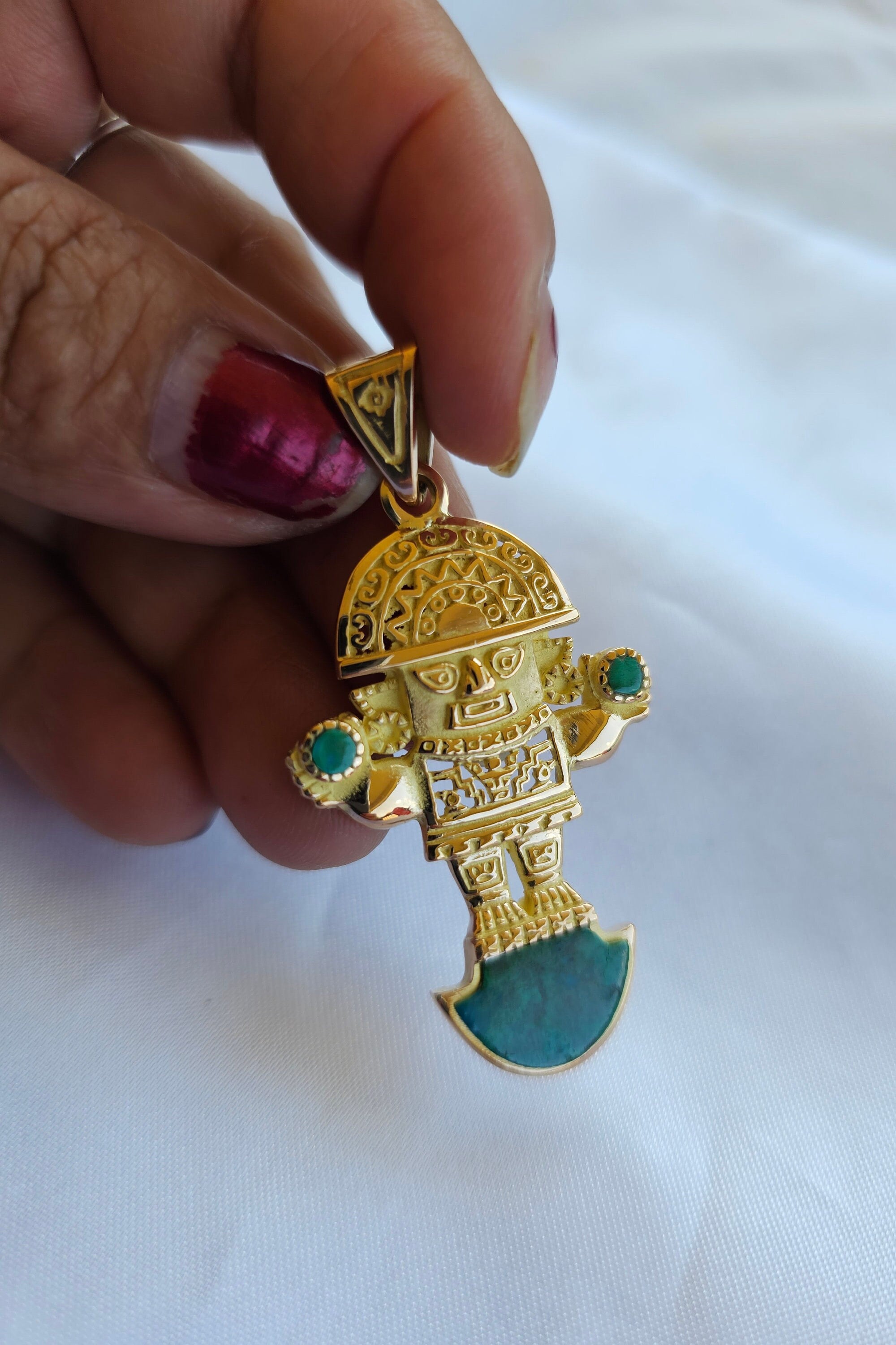 18k Solid Gold Tumi Pendant: Peruvian Inca Knife Charm - Etsy