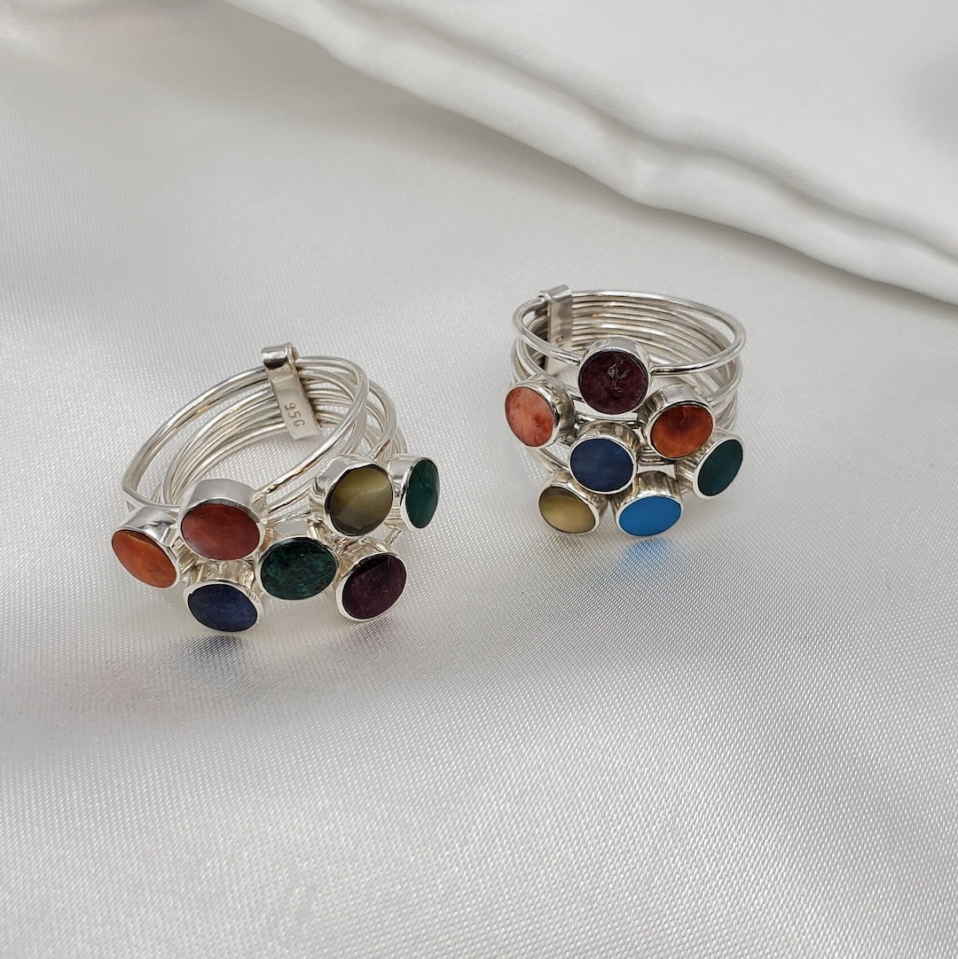 Rainbow Silver Ring, Handcrafted Rainbow Peruvian Jewelry, Gift for ...