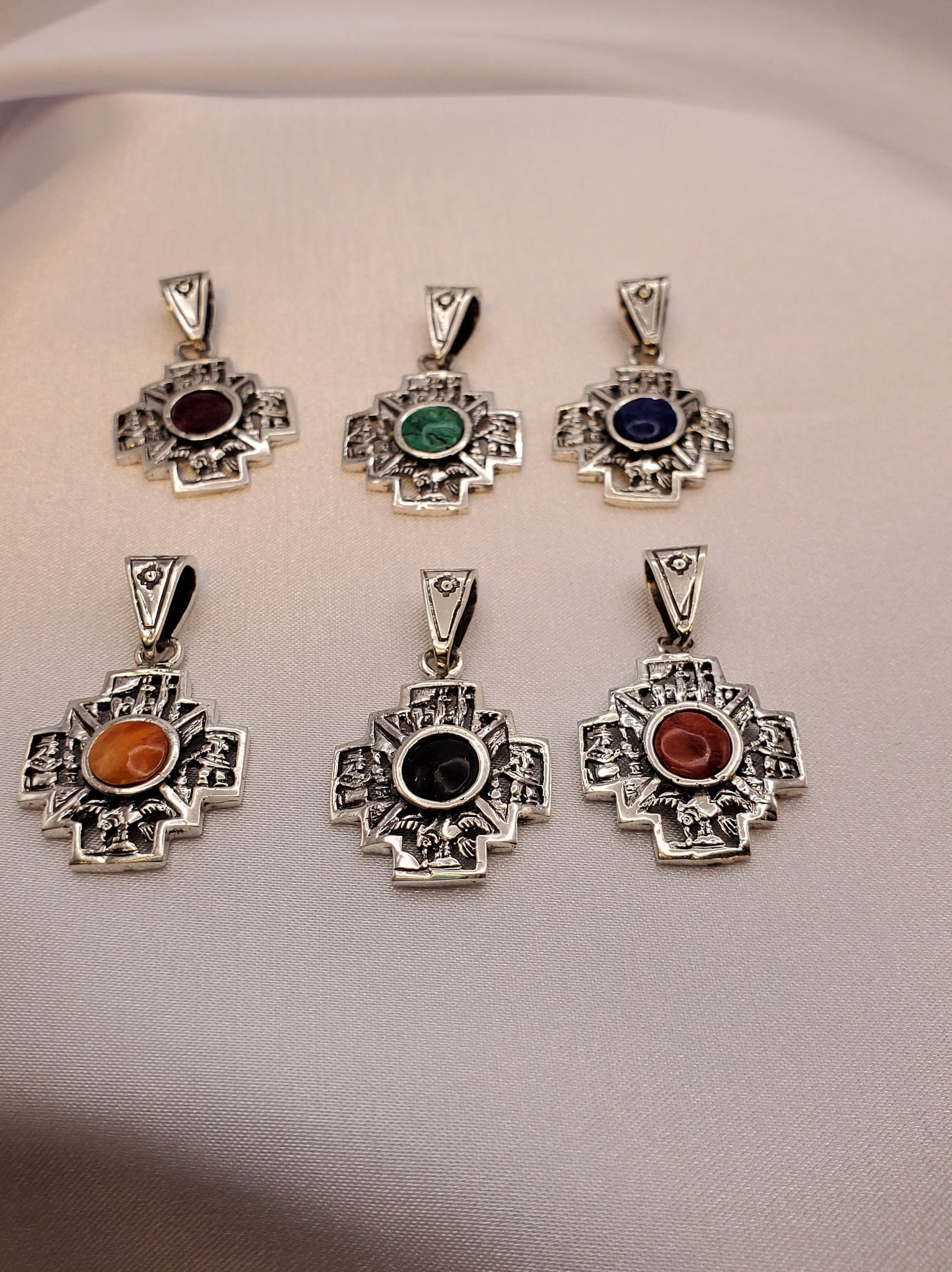 Chakana Anhänger, Inka Kreuz, 950 Silber Anhänger, Handarbeit, Peru ...