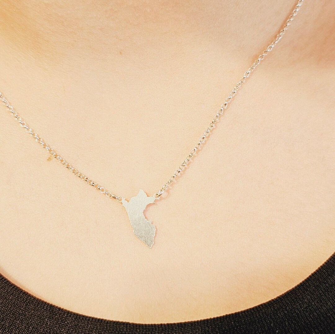 Peru Map Necklace: Sterling Silver .925 Peruvian Pride - Etsy