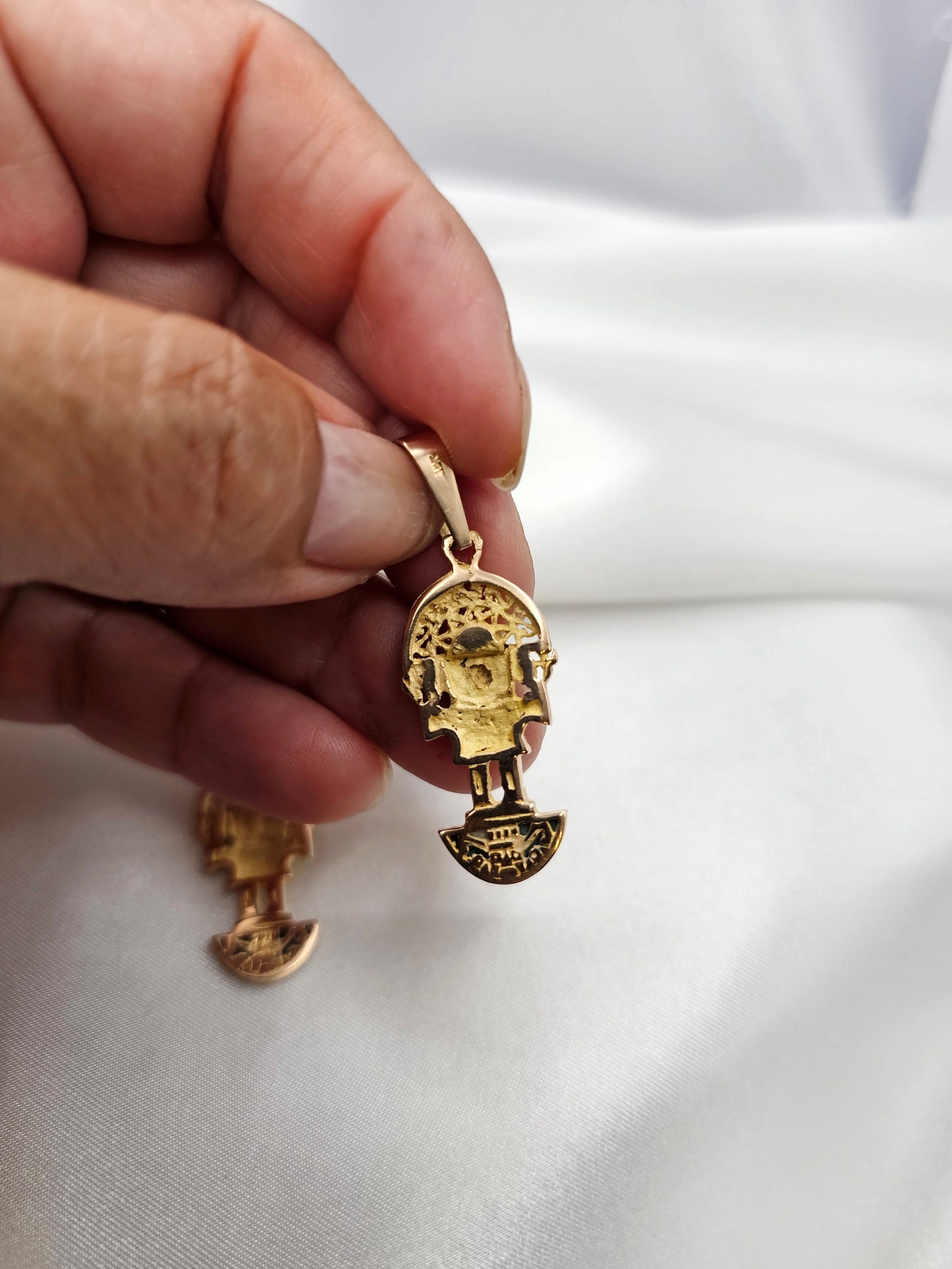 18k Solid Gold Pendants, Peruvian Jewelry, Healing God, Inca Pendant ...