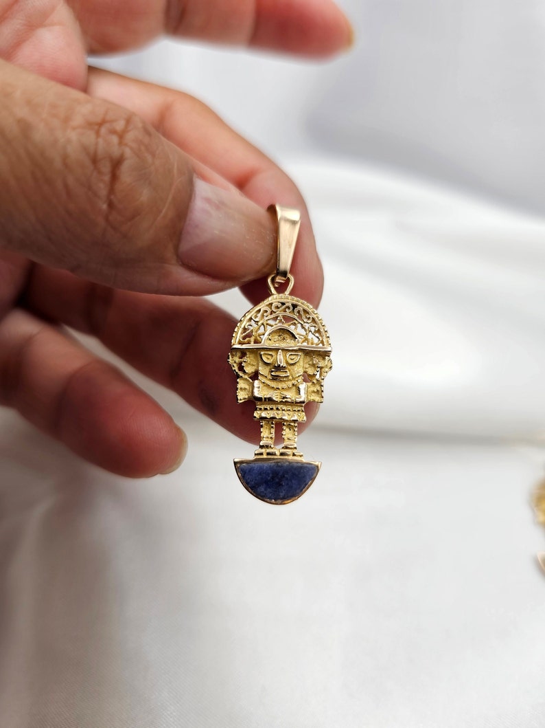 18k Solid Gold Pendants, Peruvian Jewelry, Healing God, Inca Pendant ...