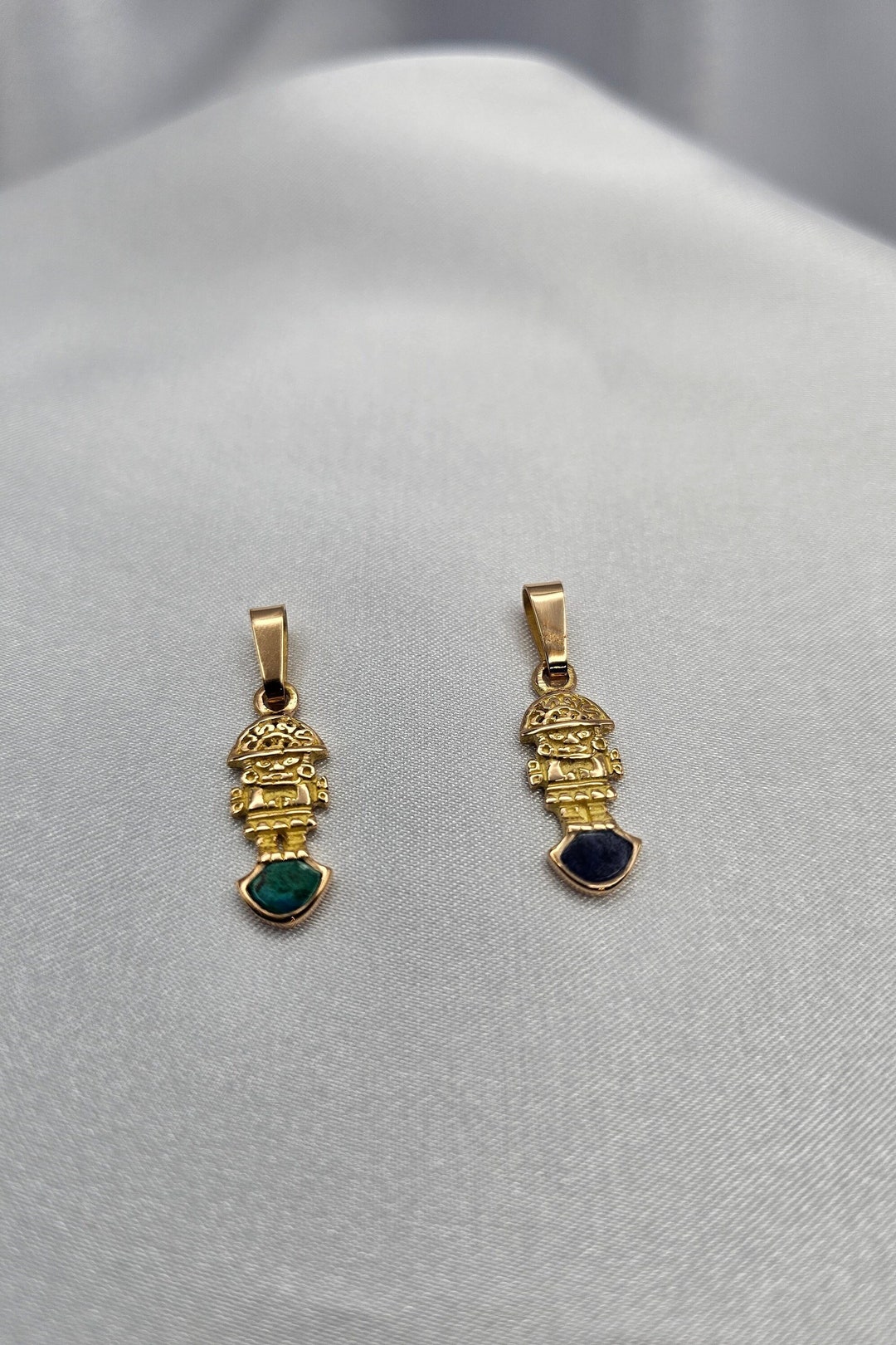 18k Gold Tumi Pendant: Handcrafted Inca Knife With Chrysocolla ...