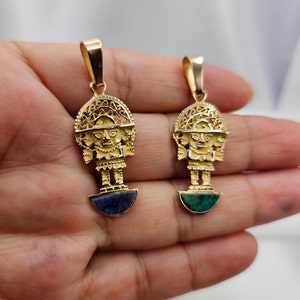 18k Solid Gold Pendants, Peruvian Jewelry, Healing God, Inca Pendant ...