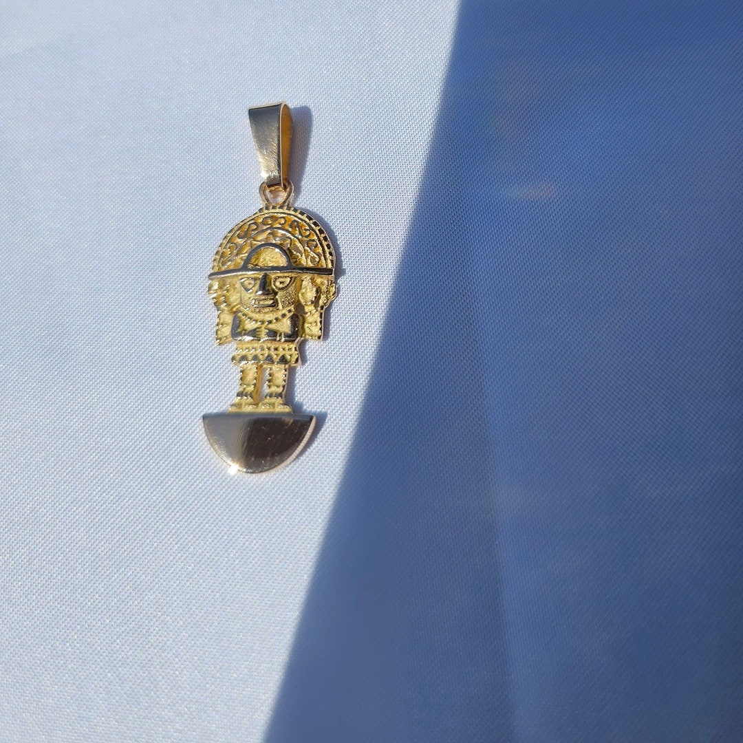 18K Solid Gold Tumi Pendant/ Hand Made / Best Gift/ Healing God/ Best ...