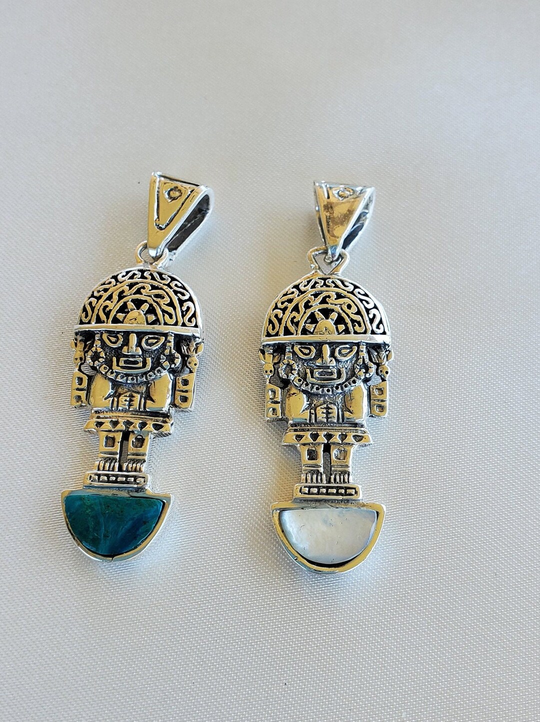 Silver.950tumi Pendants / Chrysocolla /mother of Perl / Ceremonial ...