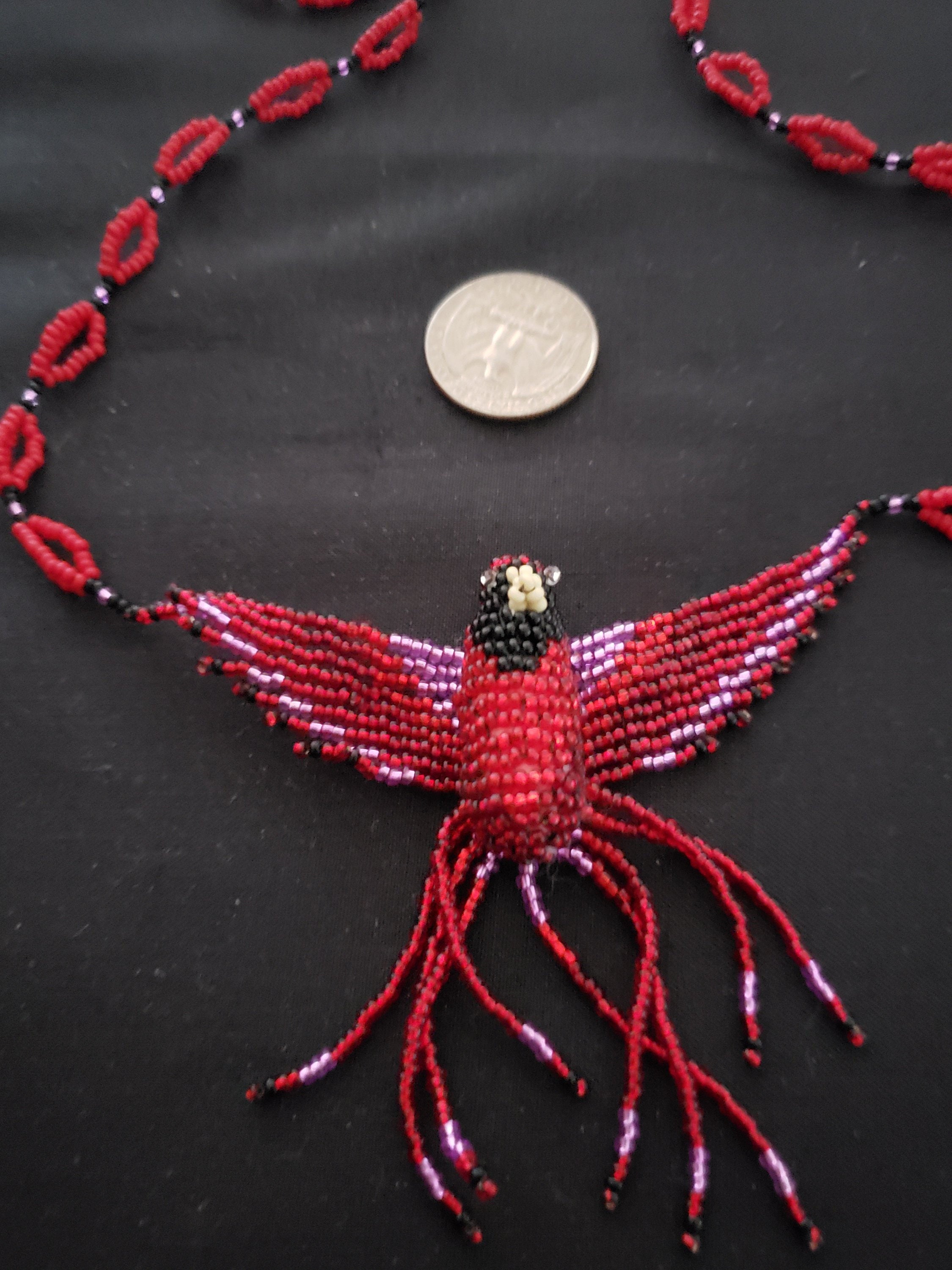 Hand beaded Cardinal Necklace | Etsy