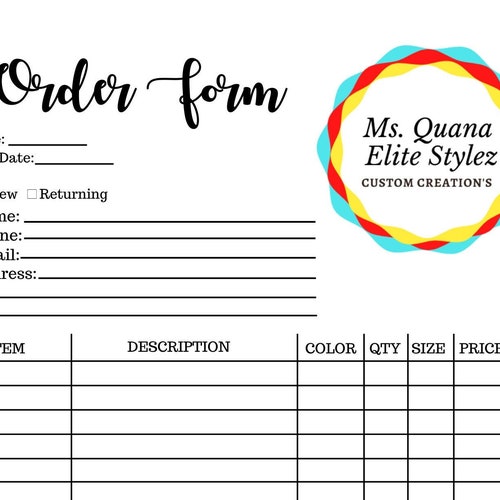 Order Form - Etsy