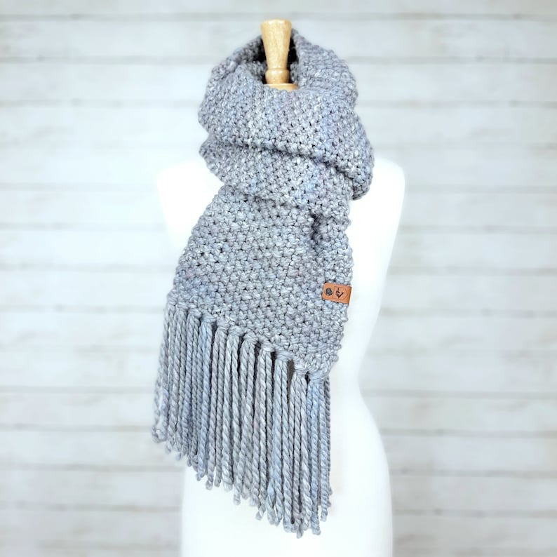 Chunky Hand Knit Wool Blend Winter Scarf - Unisex, Extra Long ...