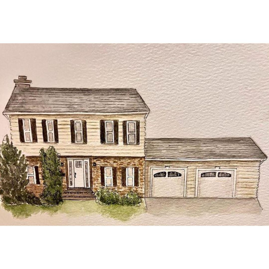 Custom House Portraits, Custom Building Portrait, Hand-painted Home or ...