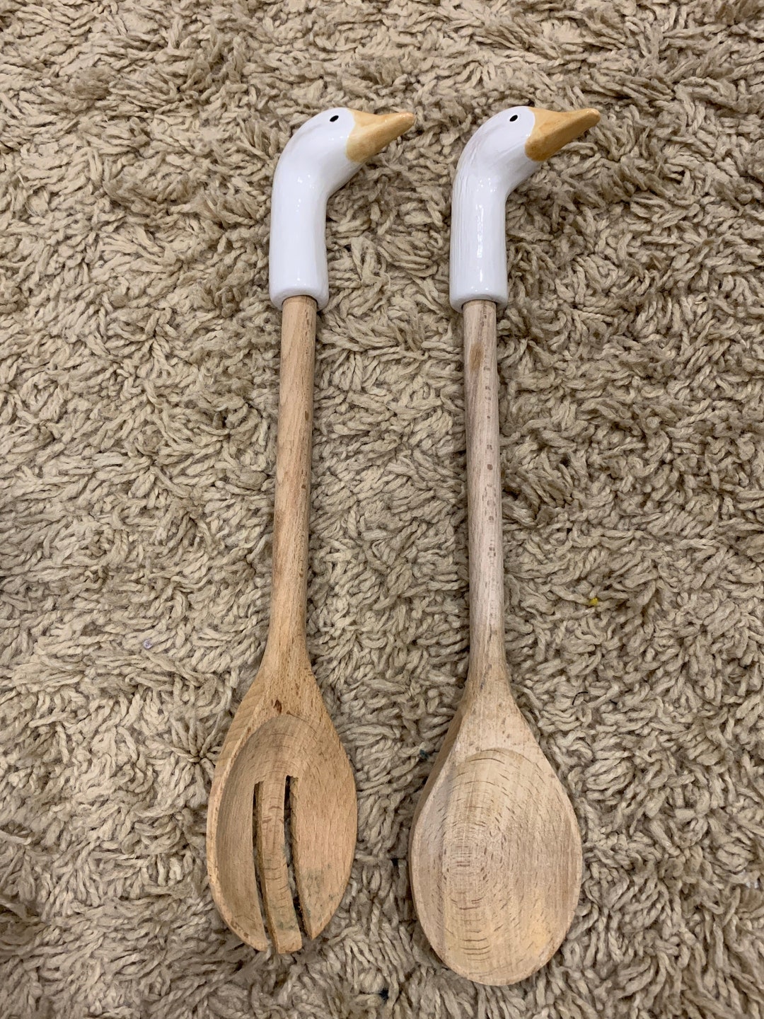 Vintage 80s Ceramic Duck Wooden Spoon Set - Etsy