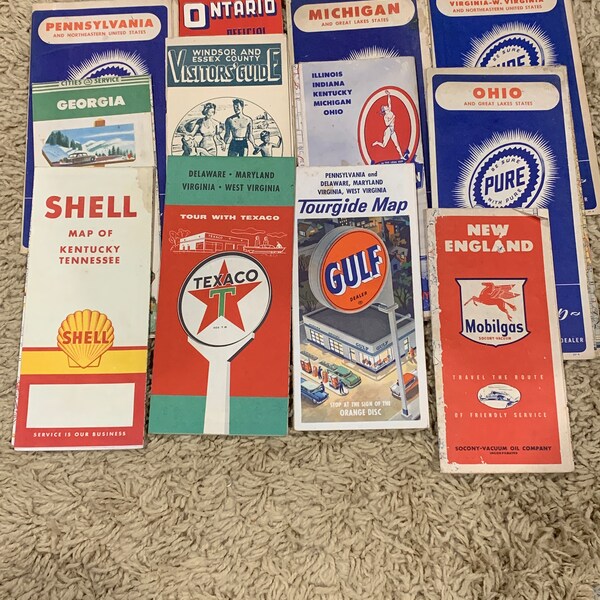 Vintage Road Maps - Etsy