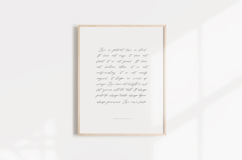 1 Corinthians 13:4-8 Bible Verse Wall Decor - Scripture Wall Art - 5x7 ...