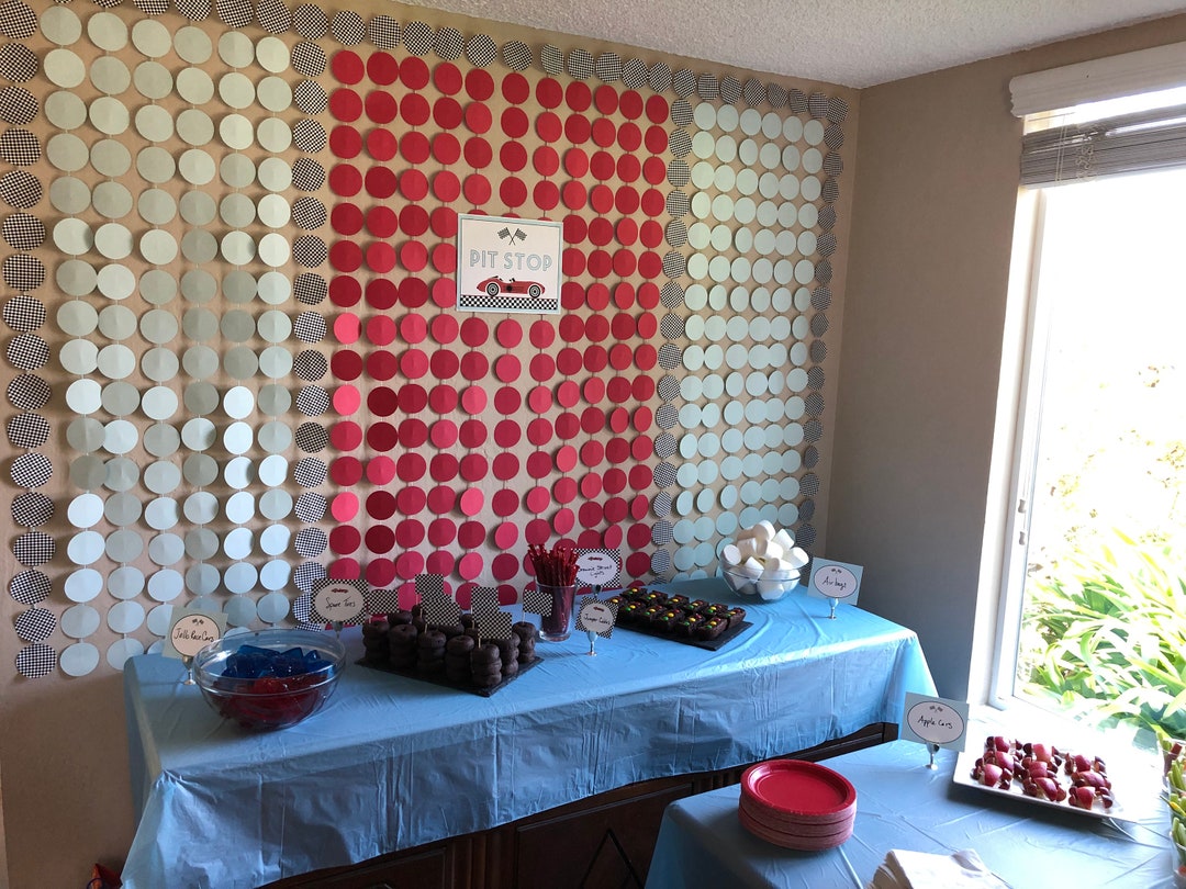 Red, Blue and Checkered Circle Curtain Backdrop - Etsy
