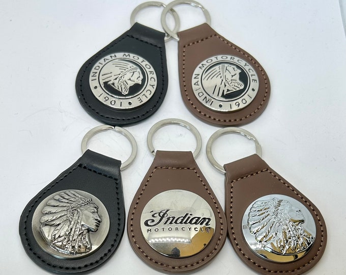 Handmade Leather Key Fob INDIAN HEAD Black and Red - Etsy