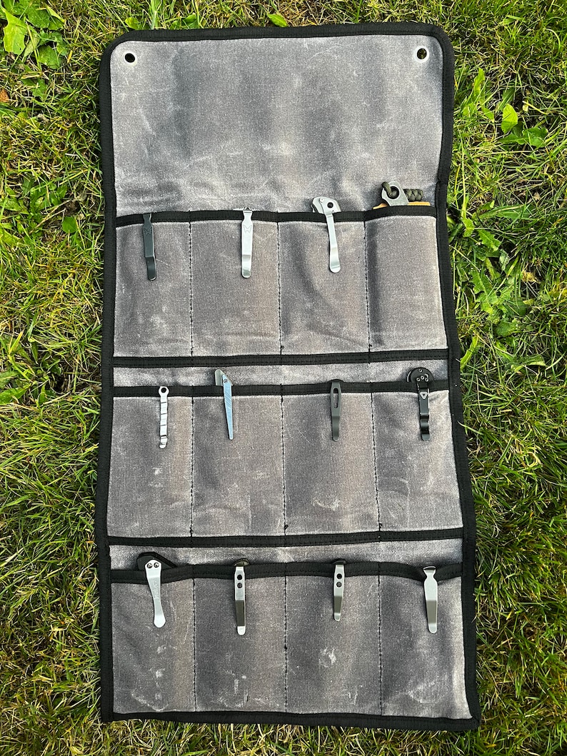 Waxed Canvas Folding Pocket Knife Case. Pocket Knife Roll. - Etsy