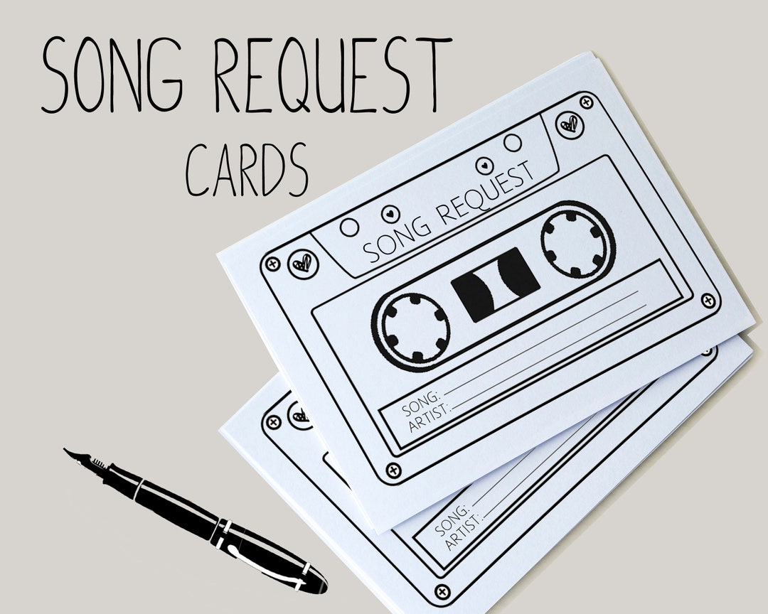 Song Request Cards Printable, Wedding Song Request Cards, Cassette Tape ...