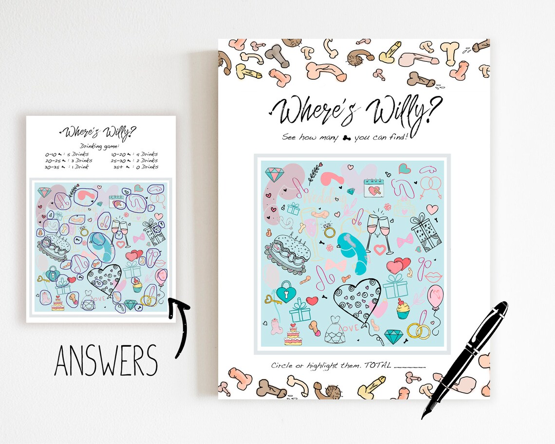 Where's Willy bachelorette party game hens party game | Etsy