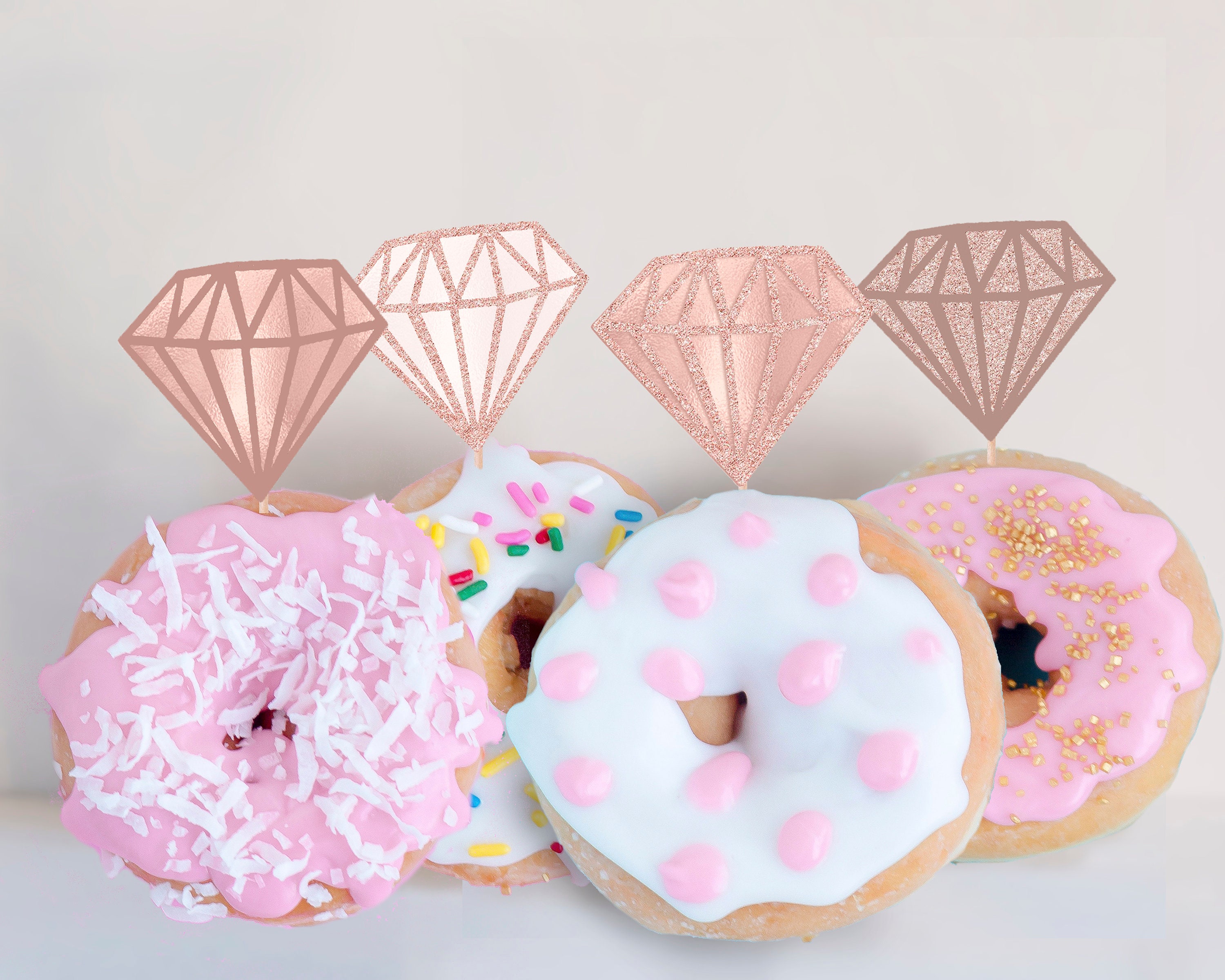 Donut Toppers Diamond Cupcake Toppers Bachelorette Party - Etsy