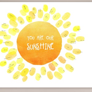 Sun Fingerprint Nursery Art, Baby Shower Guestbook, Fingerprint ...