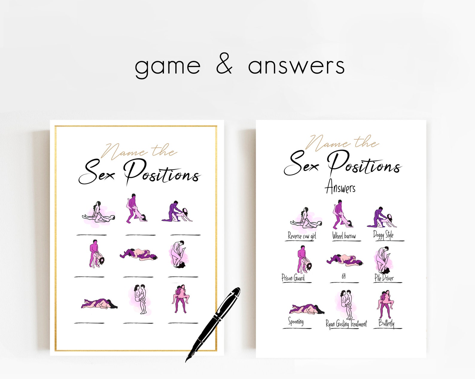 Bachelorette Party Game Printable Guess The Sex Positions Etsy Hong Kong