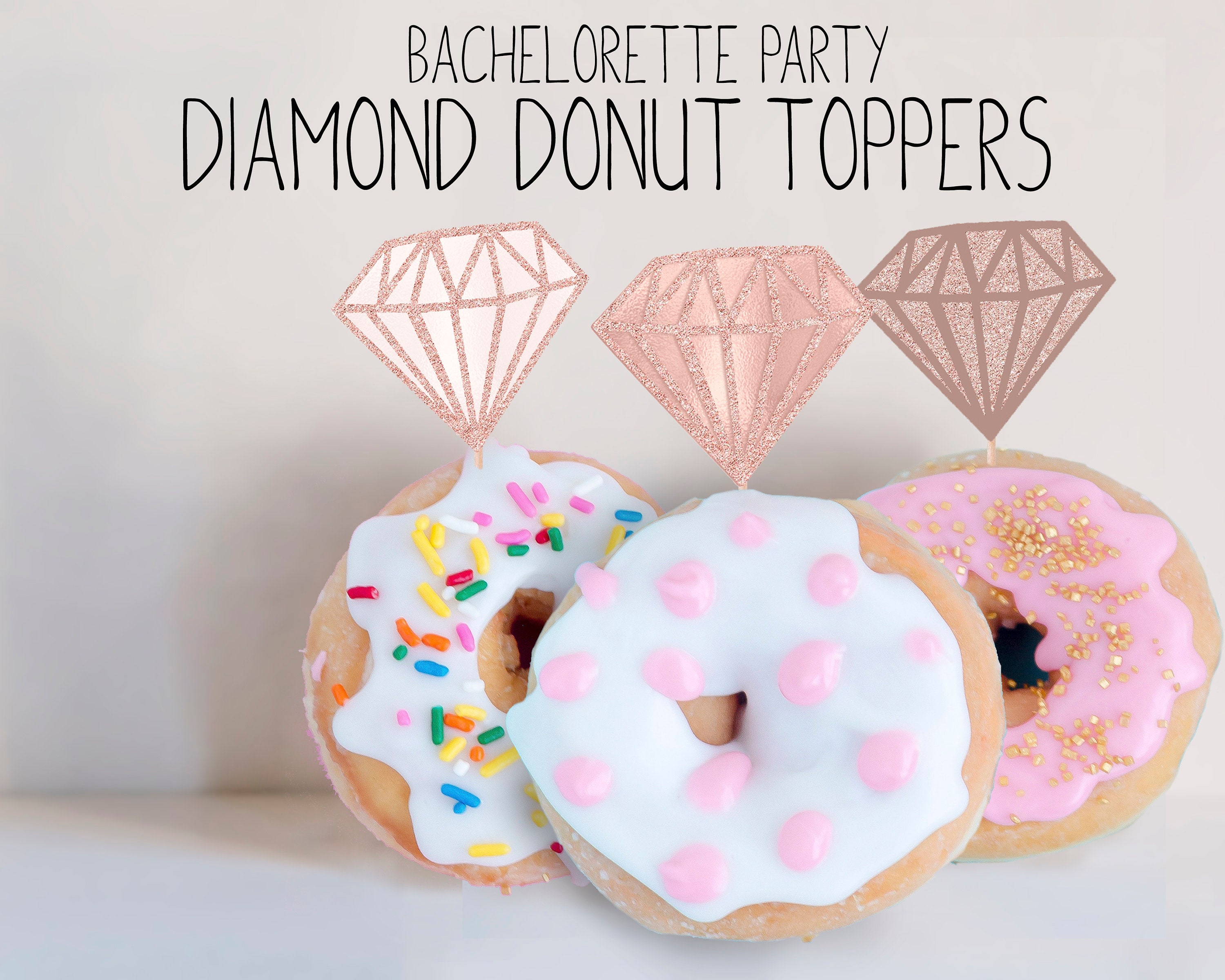 Donut Toppers Diamond Cupcake Toppers Bachelorette Party - Etsy