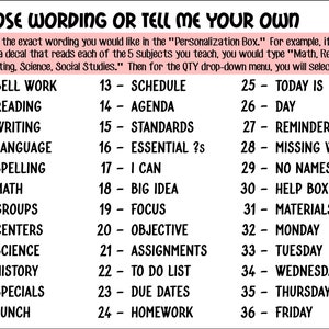 Custom Removable Whiteboard Decal/label for Classroom - Today Is, Lunch ...